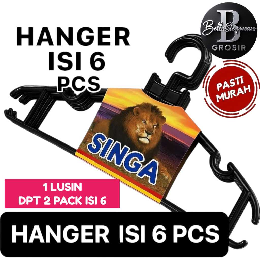 Jual BELLA | 12 PCS HANGER PLASTIK SINGA GANTUNGAN BAJU / HANGER HITAM ...