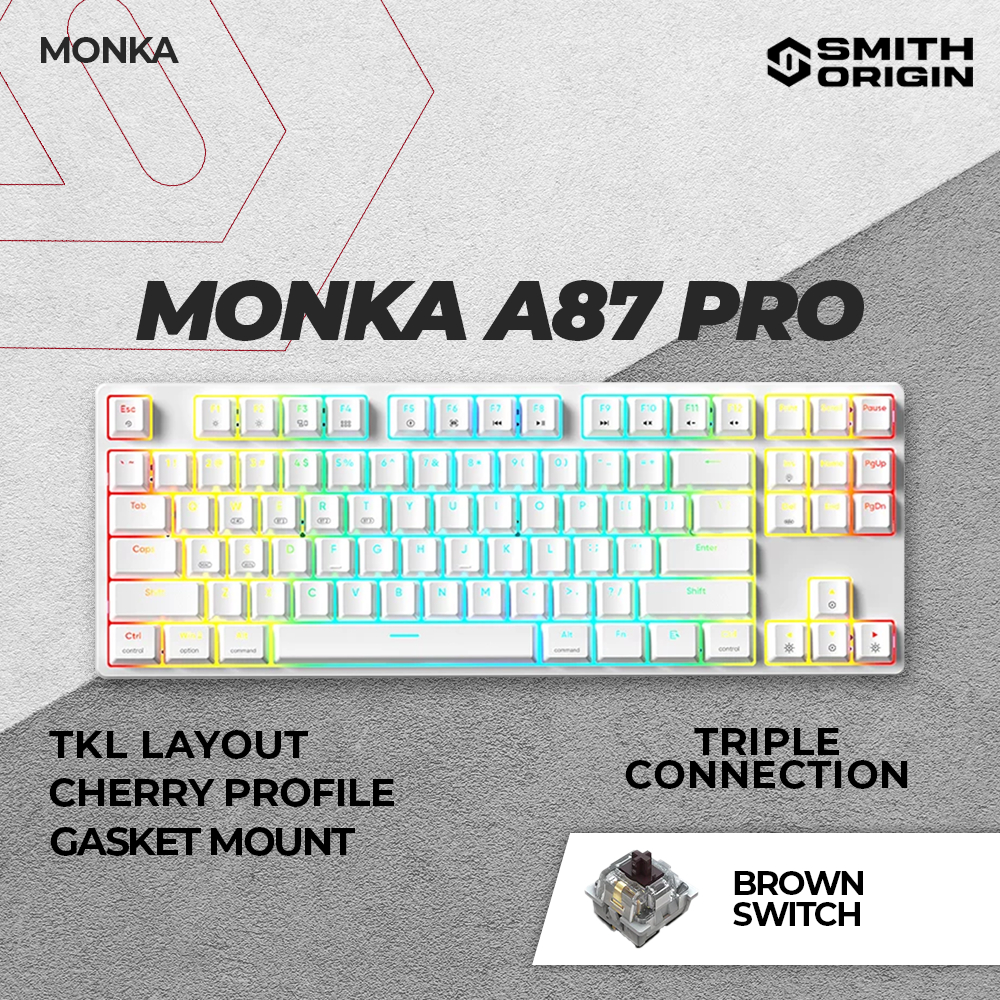 Jual MONKA A87 PRO Trimode Wireless RGB Mechanical Keyboard | Shopee Indonesia