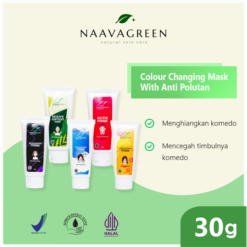 Jual [ ASLI ] NAAVAGREEN MASKER ACNE • MASKER JERAWAT • MASKER KOMEDO ...
