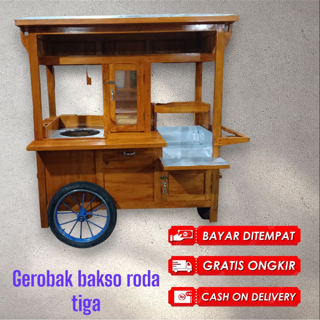 Jual gerobak bakso dan gorengan roda tiga free ongkir | Shopee Indonesia