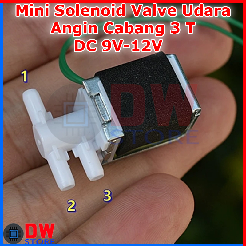 Jual Mini Solenoid Valve Udara Angin Gas Cabang 3 T 3T 3 Saluran DC 9V ...