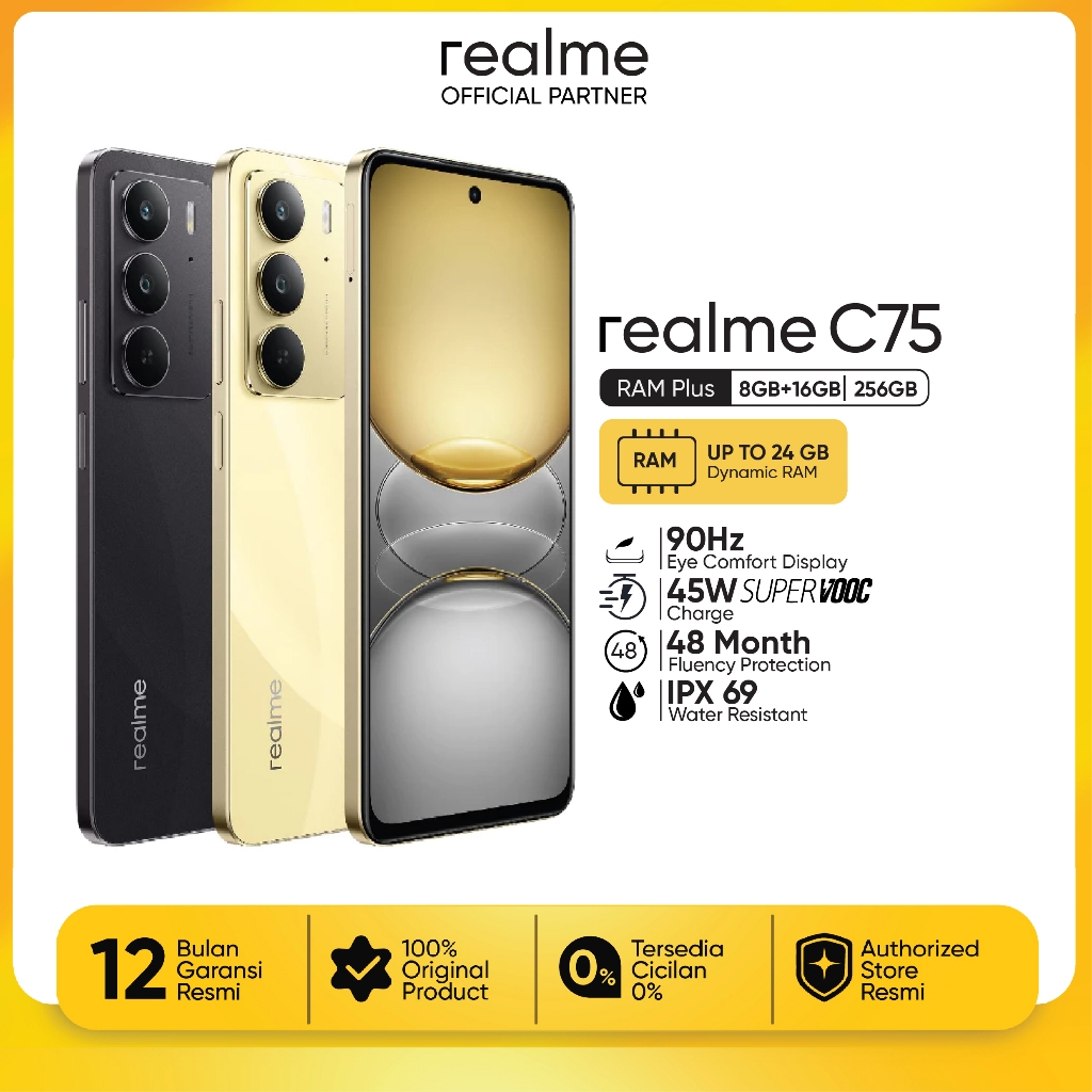 Jual realme C75 8GB+16GB*|256 GB | IP66/68/69 Dust & Water Resistance ...