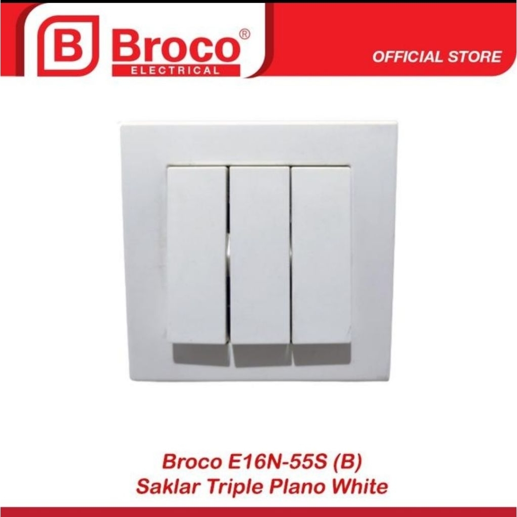 Jual Saklar Triple BROCO Plano White E16N | Shopee Indonesia