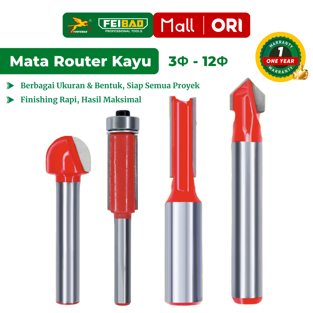Jual FEIBAO Mata Router Kayu Ukuran 3mm 4mm 5mm 6mm 8mm 10mm 12mm ...