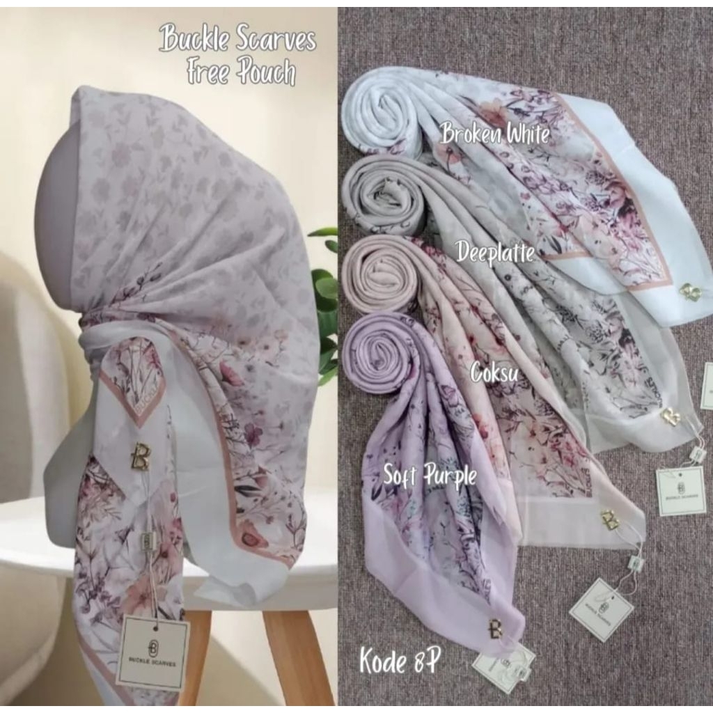 Jual Hijab Buckle Motif//Bisa request warna PC//Motif Rendem | Shopee ...