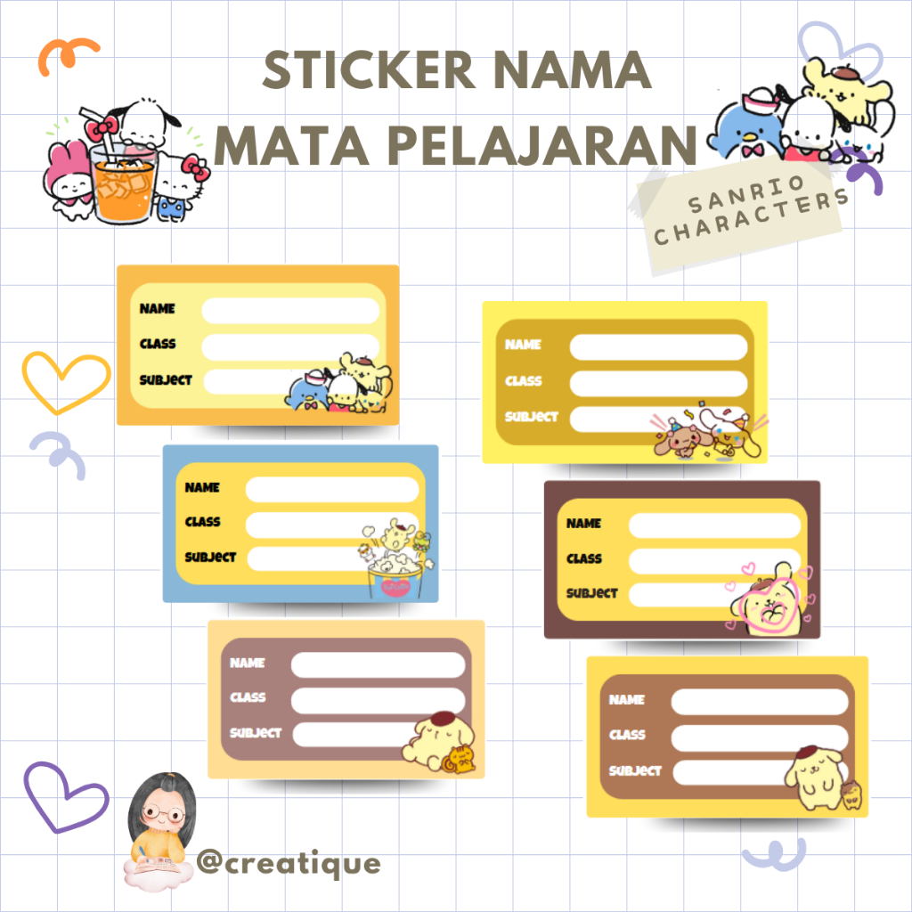 Jual [10Pcs] Stiker Label Buku Mata Pelajaran | Sticker Buku Nama ...
