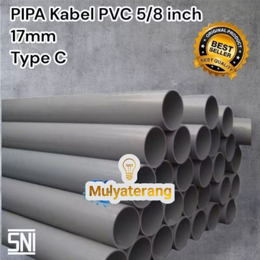 Jual Pipa PVC Listrik Paralon PVC Kabel Listrik 5/8 inch 17mm abu abu ...