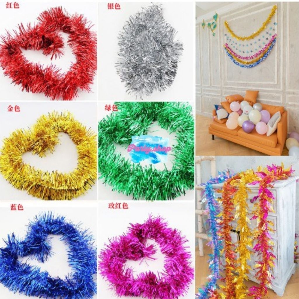 Jual Slinger Rumbai Ulang Tahun / Tinsel Dekorasi Warna Warni /Slinger ...