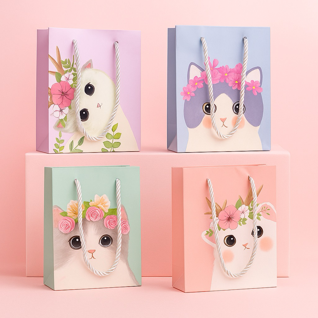 Jual Scoop Kantong Kertas / Paper Bag Kucing Bunga 12x6x15cm 70190300 ...