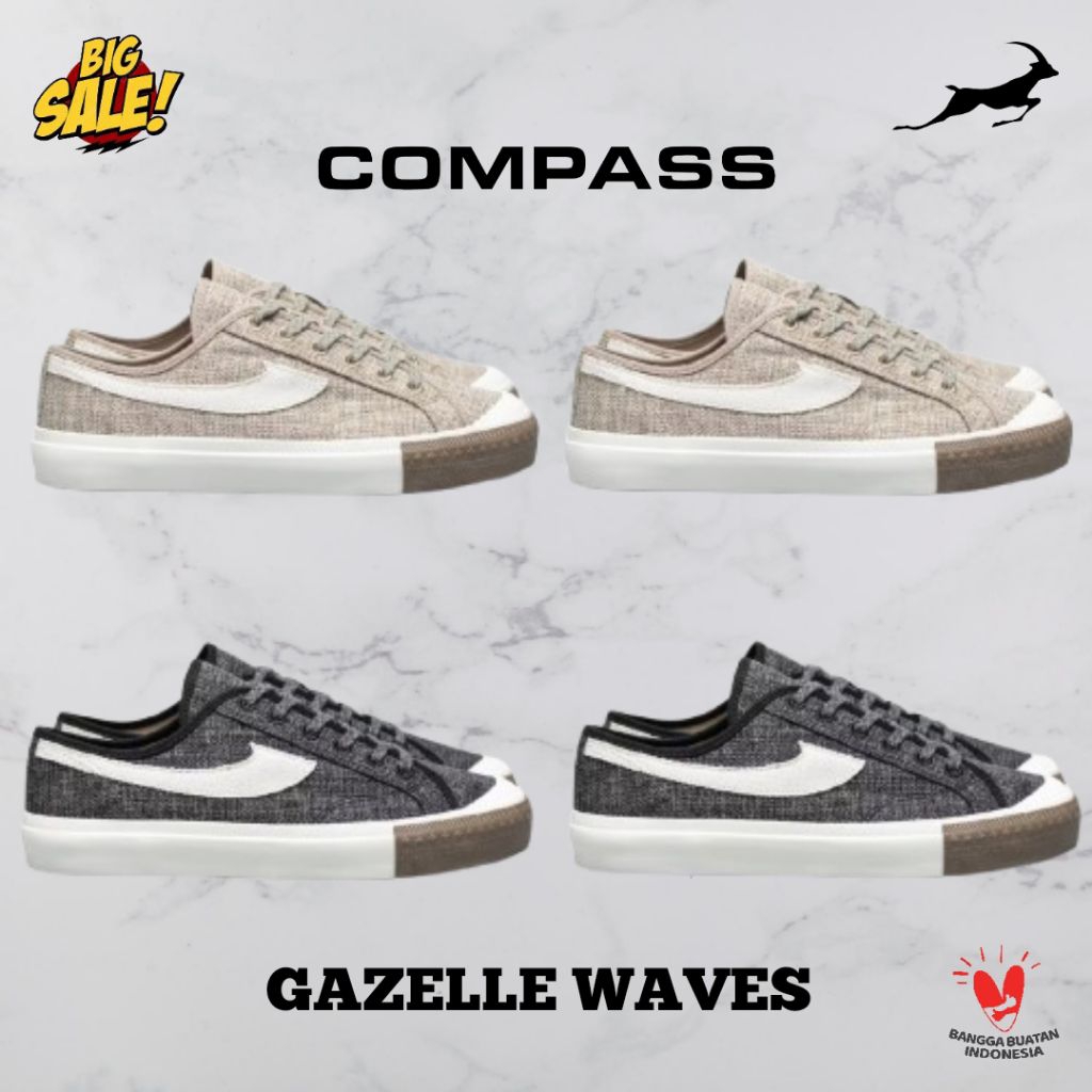 Jual COMPASS GAZELLE LOW GRAPHITE / WEAVES SAND | Shopee Indonesia