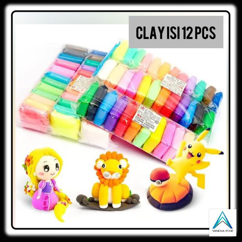 Jual Mainan Clay Anak 12 Pcs Mix Warna – Set Edukatif & Kreatif ...