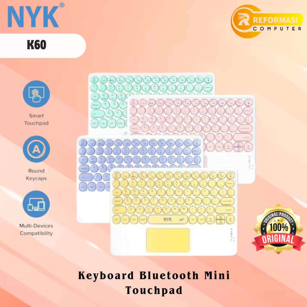 Jual NYK SUPREME Keyboard Bluetooth Mini NYK Ungu Touchpad K60 | Shopee ...
