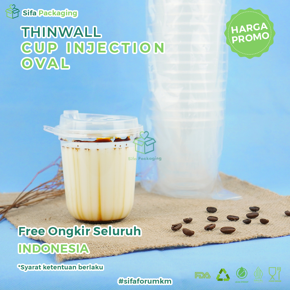 Jual Thinwall Cup Injection Transparan + Tutup Gelas Plastik Bening ...
