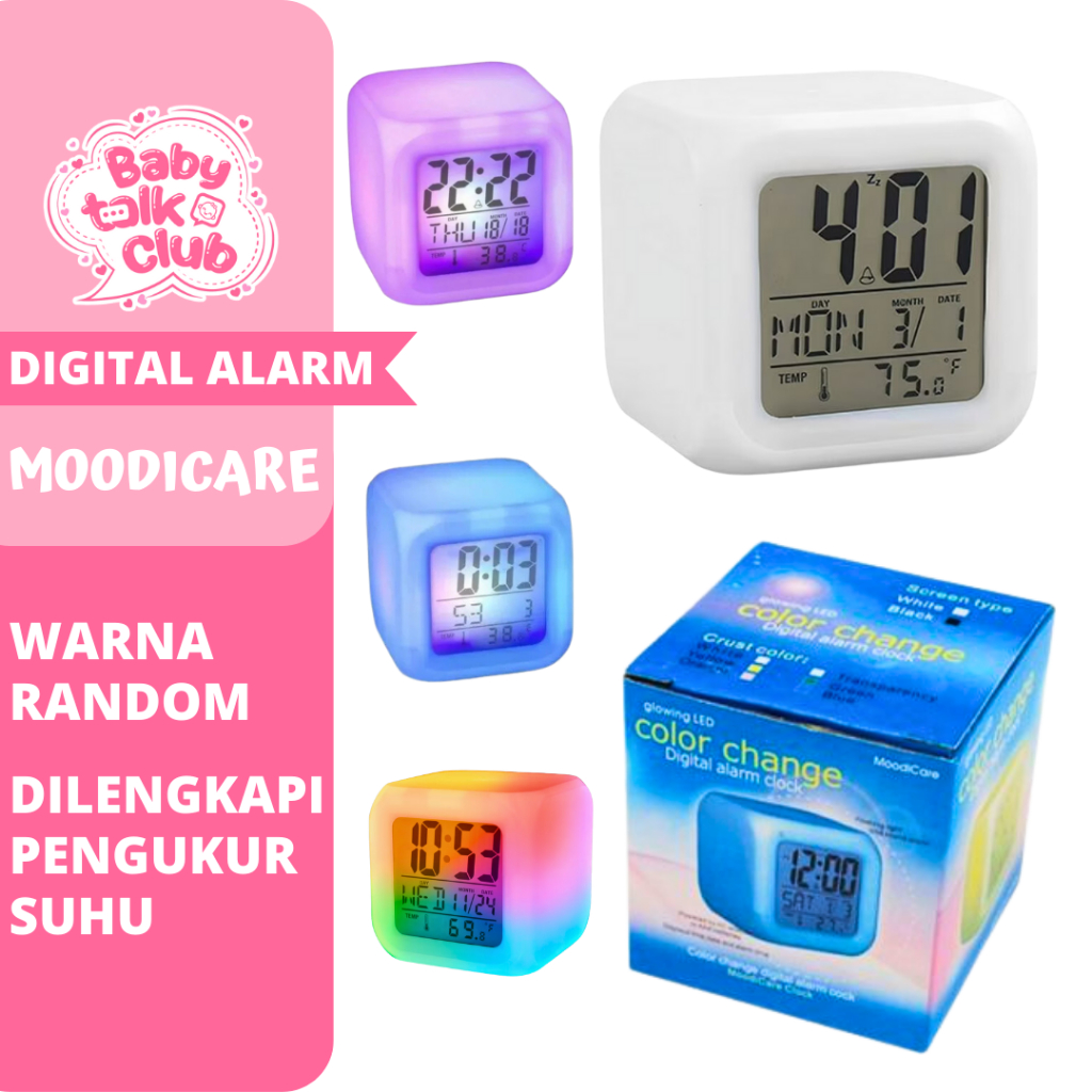 Jual Jam Digital Mood 7 LED Color Change Glowing Alarm Thermometer ...