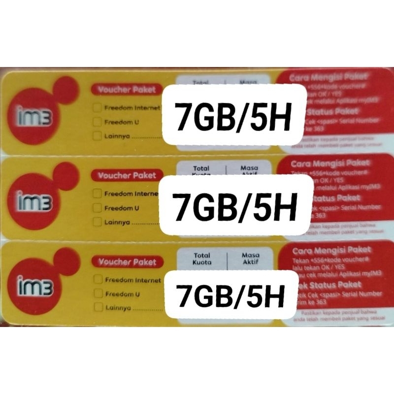 Jual voucher IM3 7GB 5Hari zona 2 ( isi 10 pcs ) | Shopee Indonesia