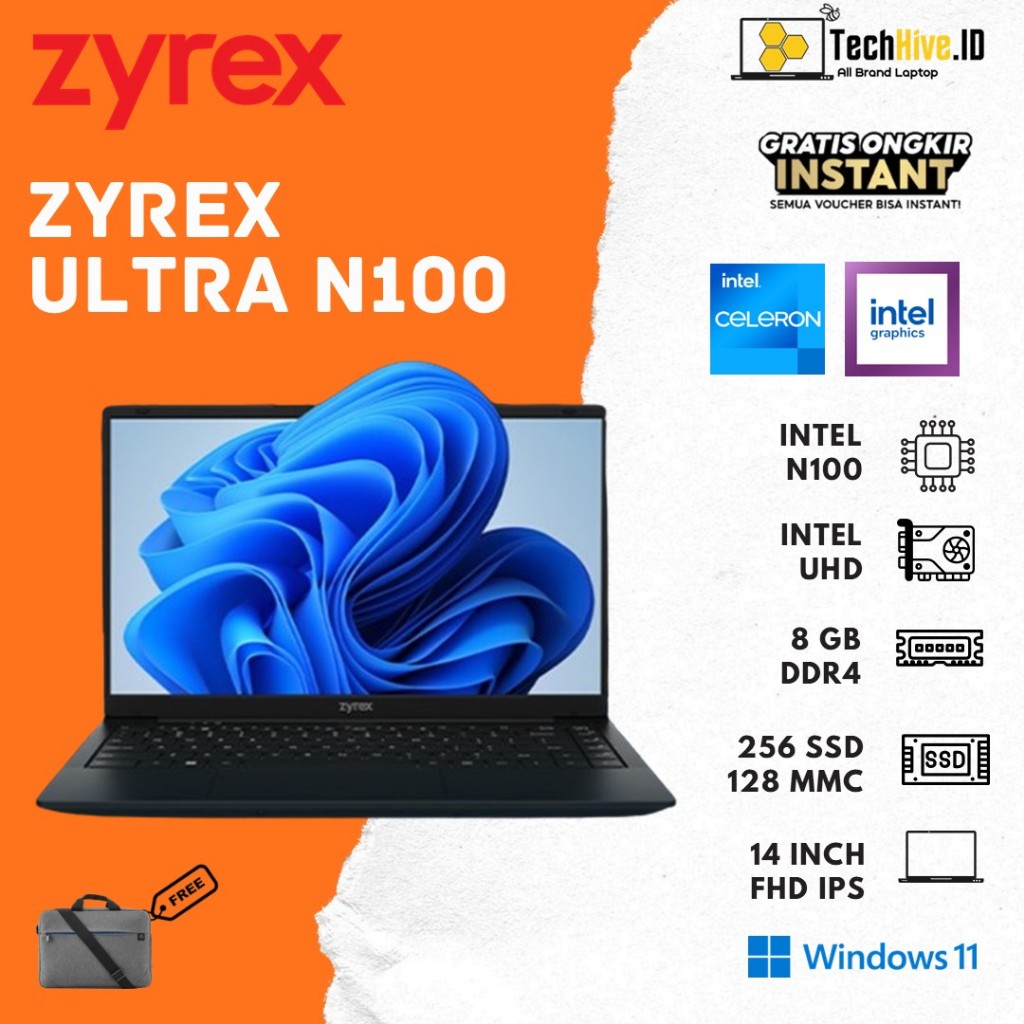 Jual Zyrex Ultra Intel N100 8GB 128+256GB Windows11 14Fhd Metal 2Yrs | Shopee Indonesia