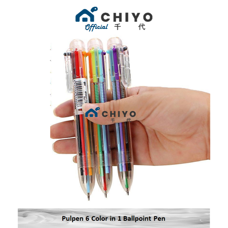 Jual CHIYO Living - Pulpen 6 Color in 1 Ballpoint Pen Office Pena 6 ...
