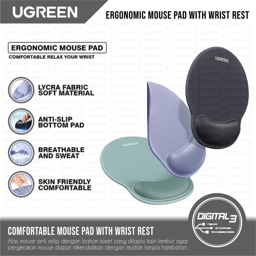 Jual UGREEN LP668 Mouse Pad with Wrist Rest Ergonomis Bantalan ...