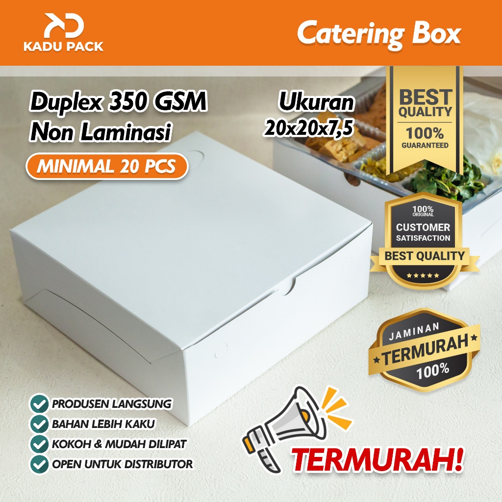 Jual (20 Pcs) Dus Box Nasi Duplex - Dus Box Catering Ukuran 20 x 20 ...