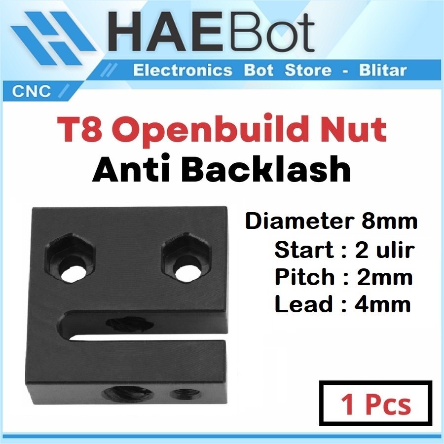 Jual [HAEBOT] T8 Openbuilds Nut Anti Backslash Pengunci Lead Screw Pitch 2mm Lead 4mm Block POM ...