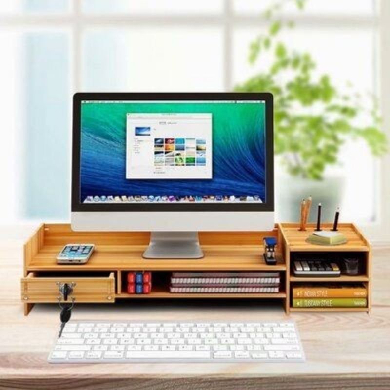 Jual Meja Laci Monitor Komputer Kayu Estetik | Shopee Indonesia
