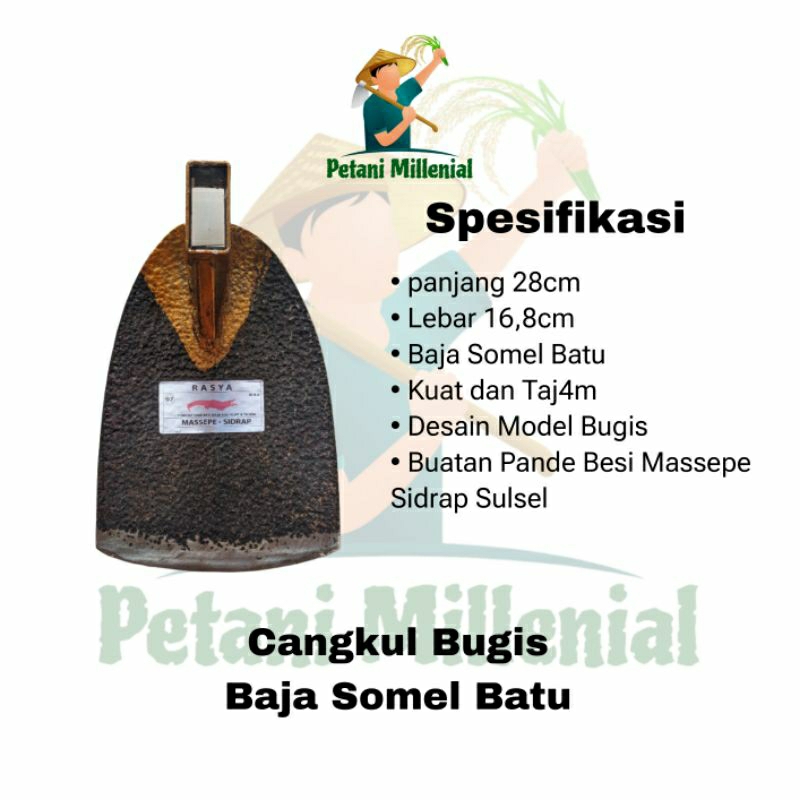 Jual Cangkul Baja Berkebun dan Bertani Model Bugis Bahan Somel Batu ...
