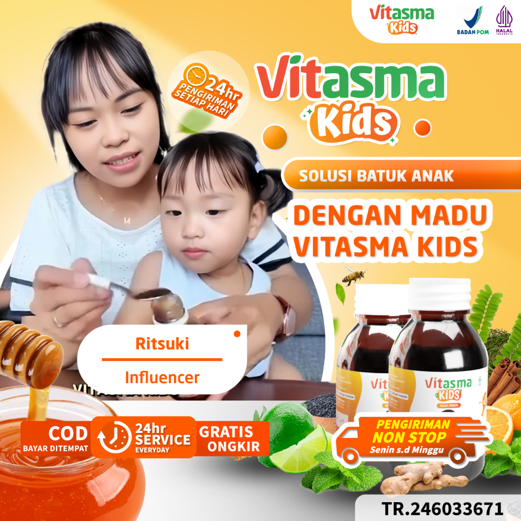 Jual Madu Anak Vitasma Kids Mengatasi Batuk Berdahak Ringan Gejala Asma ...
