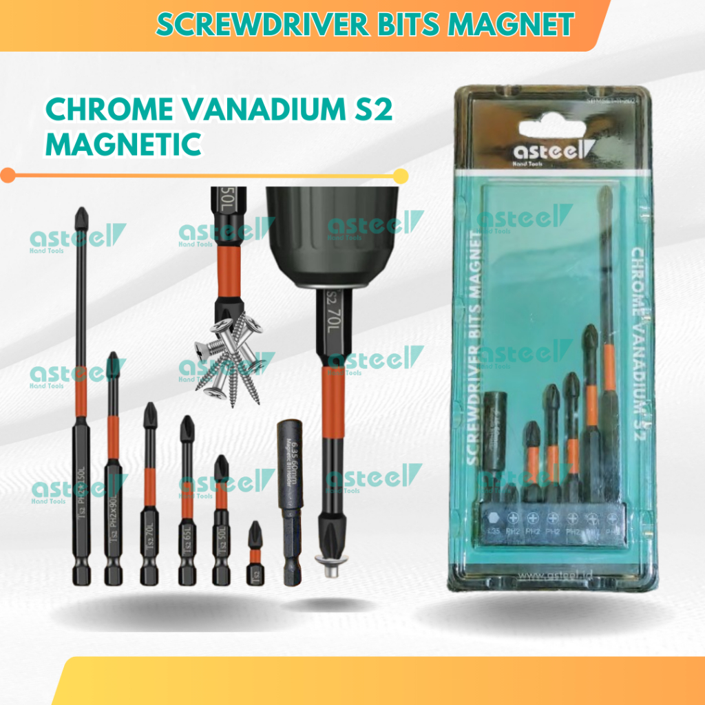 Jual ASTEEL Mata bor obeng magnetic screwdriver bit set magnet impact ...