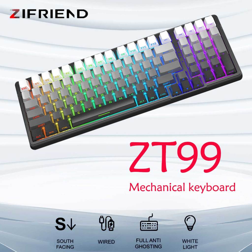 Jual ZIFRIEND ZT99 RGB Wired Mechanical Keyboard Blue/Red/Silver Switch ...