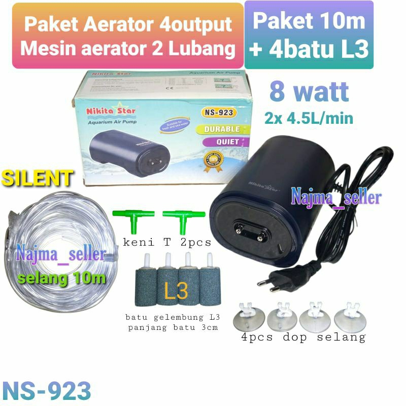 Jual NAJMASELLER || Paket Aerator 4 output selang 10 meter mesin aerator 2 Lubang. NS-923 ...