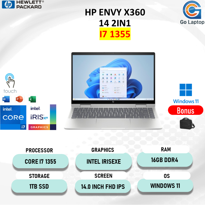 Jual Hp Envy 14 Touchscreen Core i7 1355U 16GB 1TB SSD Windows 11 14 ...