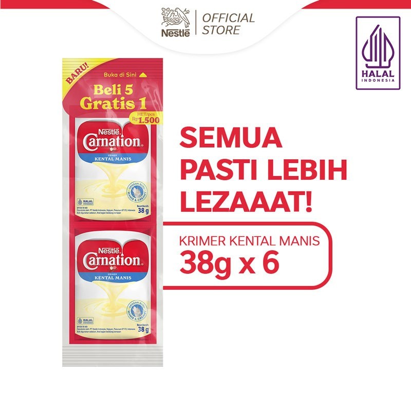 Jual Carnation Krimer Kental Manis SACHET 38gr 5 FREE 1 (isi 6pcs) SKM ...