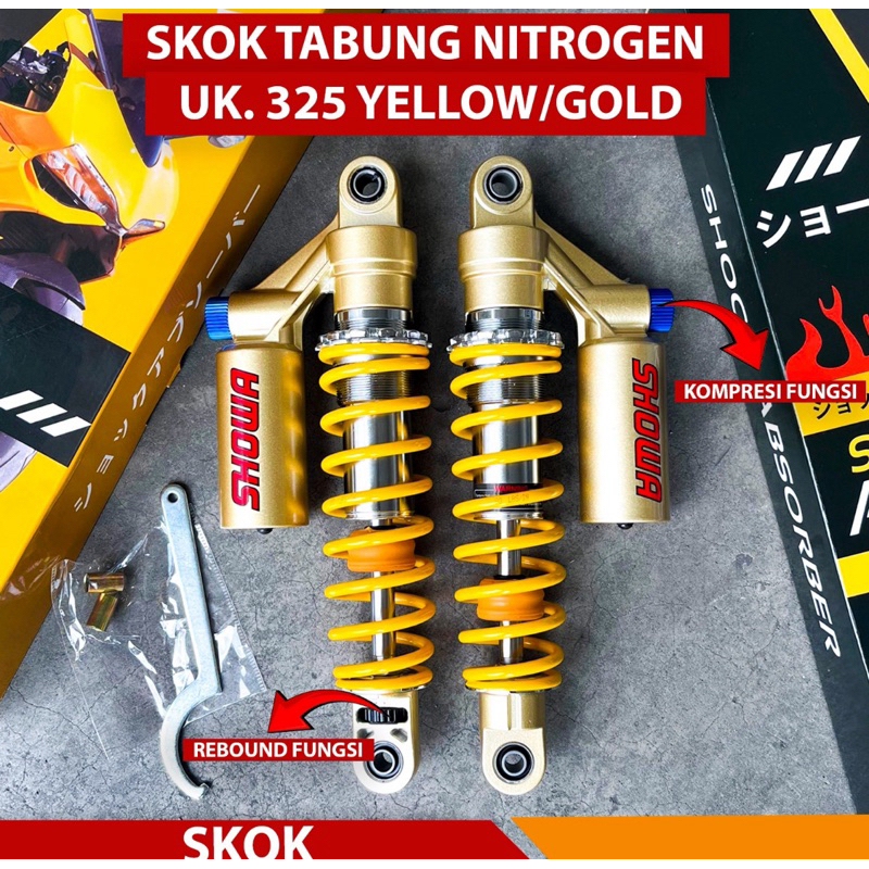 Jual Shock Tabung Showa Dobel Klik Showa Kuning Nitrogen Uk.320mm ...