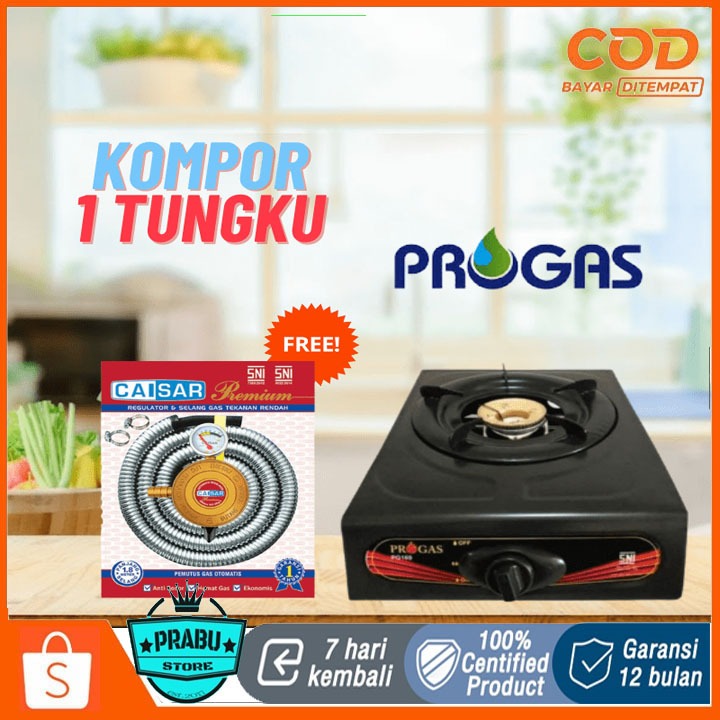 Jual PROGAS Kompor Satu Tungku Stainless / Kompor 1 Tungku full set ...