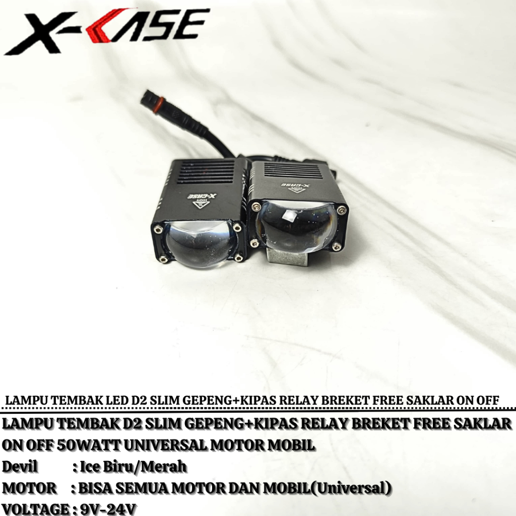 Jual Lampu Tembak X Case LED D2 SLIM Gepeng+Kipas Relay Breket Free ...