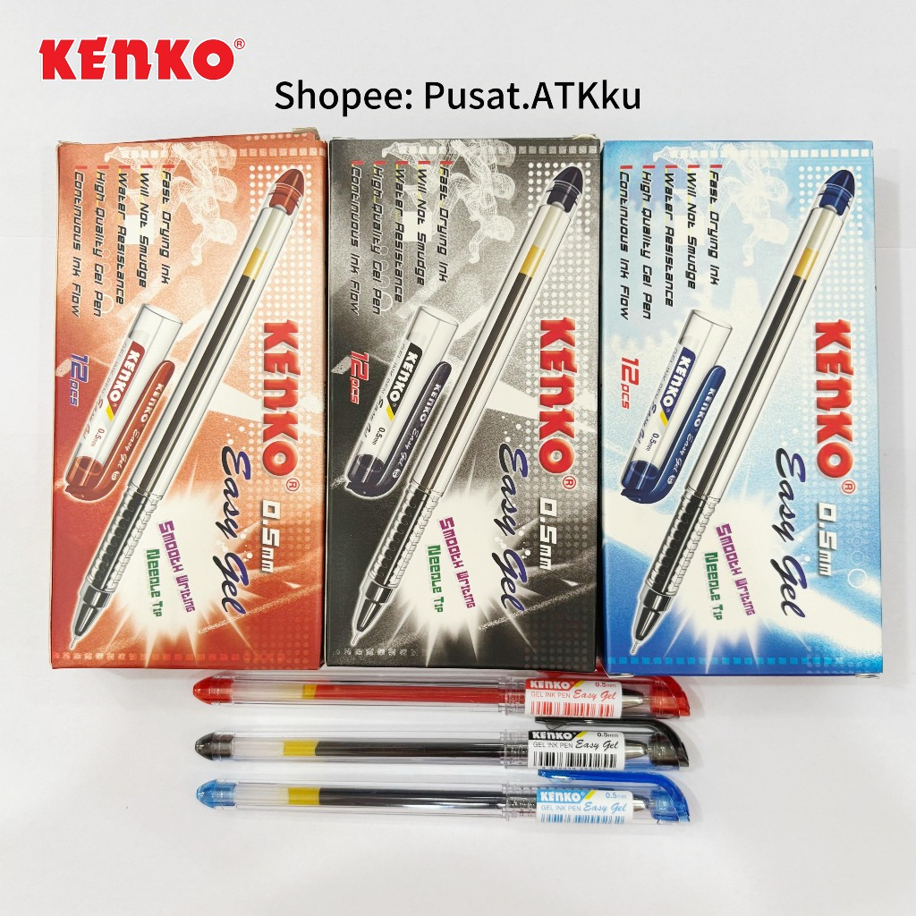 Jual Pen Kenko Easy Gel / Pulpen Tinta Hitam / Pen tinta biru / Gel Pen ...
