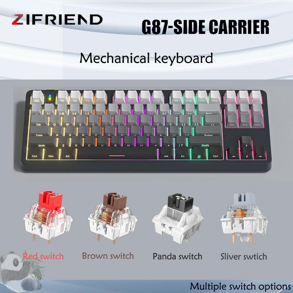 Jual ZIFRIEND G87 RGB Mechanical Keyboard Hot-swappable Noah Silver Switch PBT Side Engraved ...