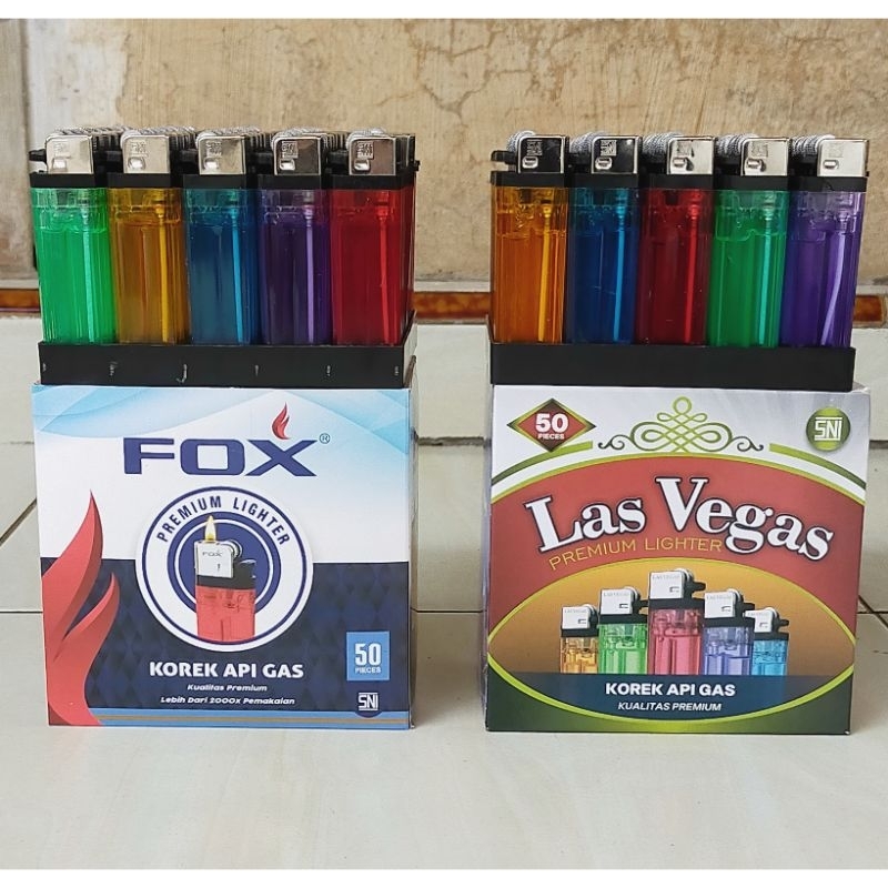 Jual Korek Roda Api Fox Kotak & Las Vegas 1 pack Isi 50 pcs | Shopee ...