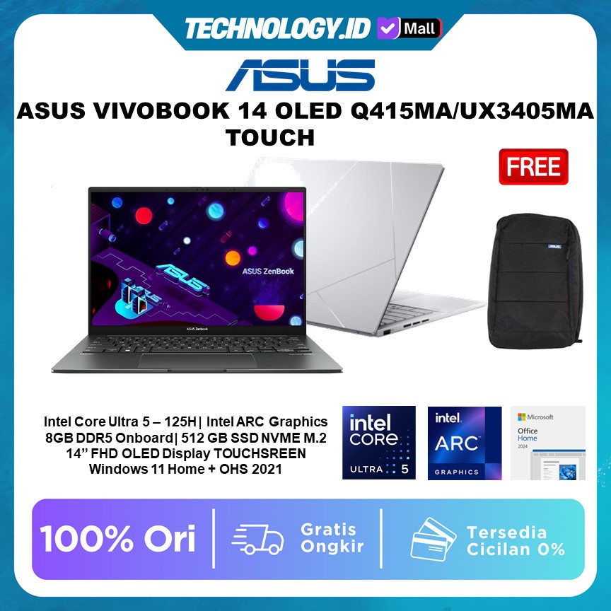 Jual Asus Zenbook 14 Oled Q415MA / UX3405MA TOUCH ULTRA 5 125H 8GB ...