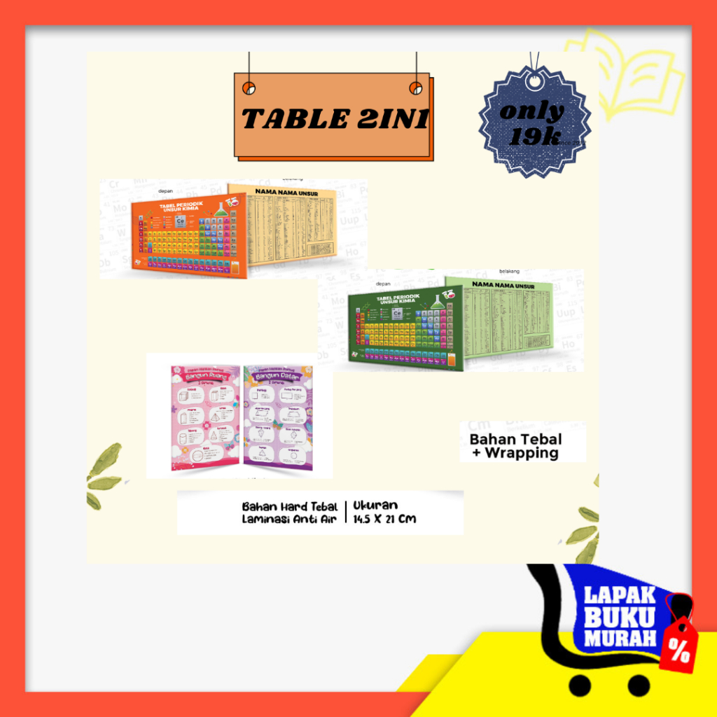 Jual LBM - Kumpulan Table 2 in 1, Dua Unsur Kimia & satu Table Bangun ...