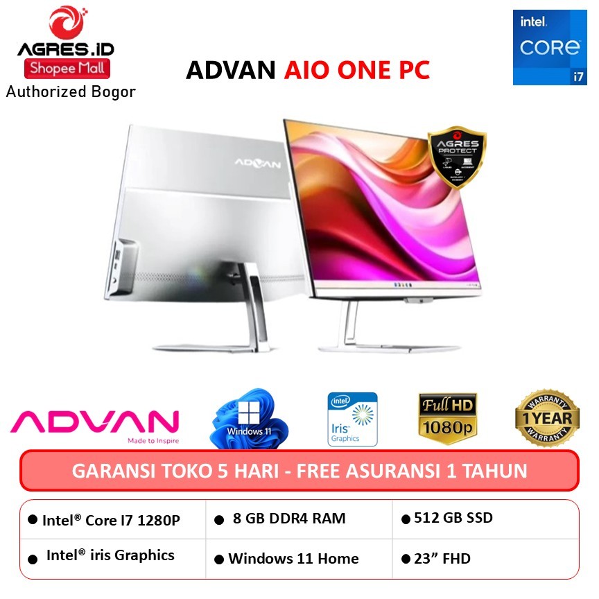 Jual ADVAN AIO ONE PC I7 1280P 8GB 512GB W11+OFFICE PERMANEN 23.8FHD ...