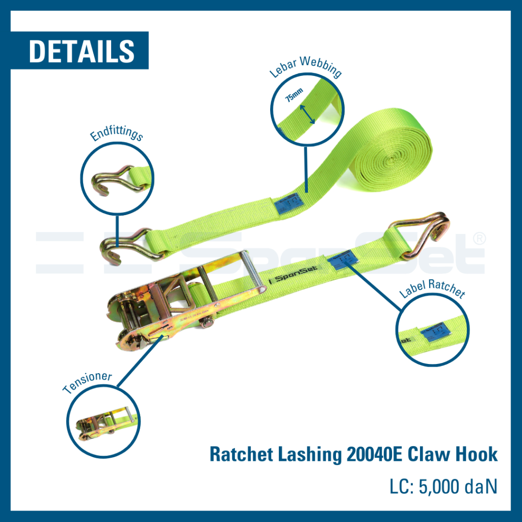 Jual [20040E/3-4M/EF] SPANSET Tali Ratchet Tie Down Cargo Lashing Track ...