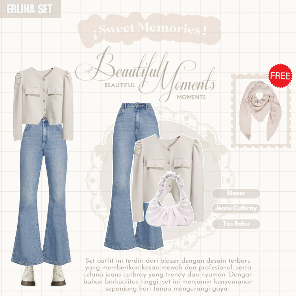 Jual MC - TREND OUTFIT CHIC & CLASSY (Blazer Zumi Crop, Celana Jeans Cutbray, Tas, Free Hijab ...