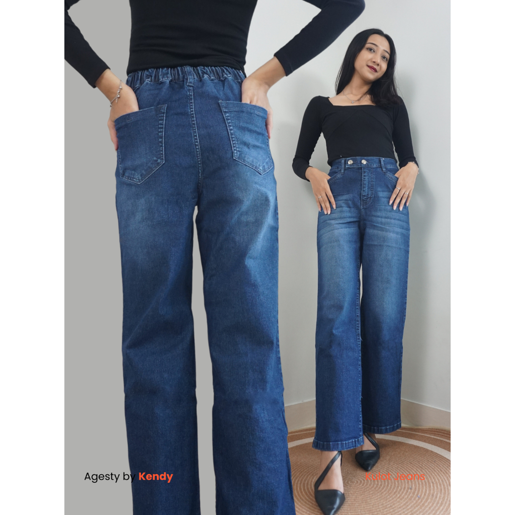 Jual AGESTY BY KENDY - Jeans Kulot - AKJS005 - Denim Stretch Nyaman ...