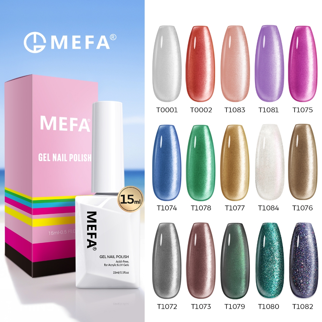 Jual MEFA Cat Eye Gel Nail Polish, 15 ML Glitter Holographic Nail ...