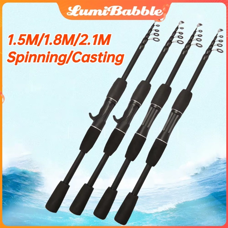 Jual 1.5-2.1m Telescopic Fishing Rod Ultralight Spinning/Casting ...
