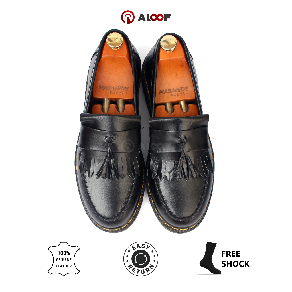 Jual 38-45 Aloof QIWARI Hitam - Sepatu Loafers Adrian Tassel Docmart ...