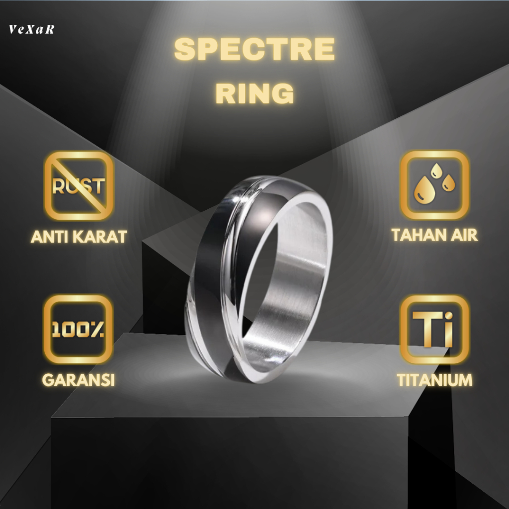 Jual Cincin Pria Titanium Anti Karat Tahan Air – Spectre Ring Minimalis ...