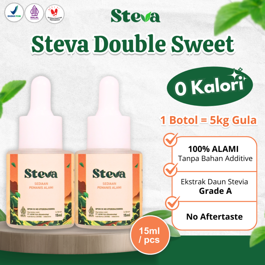 Jual Steva Stevia Pemanis Alami Pengganti Gula 15 ml Paket 2 botol ...