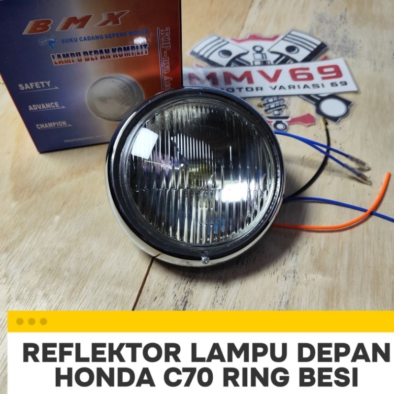 Jual REFLEKTOR DEPAN C70 LAMPU DEPAN HONDA C70 RING BESI | Shopee Indonesia